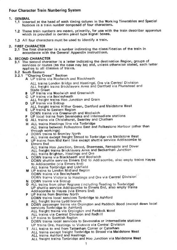 SR 4 Character Train Numbering System 1978 & 1980