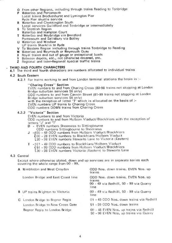 SR 4 Character Train Numbering System 1978 & 1980