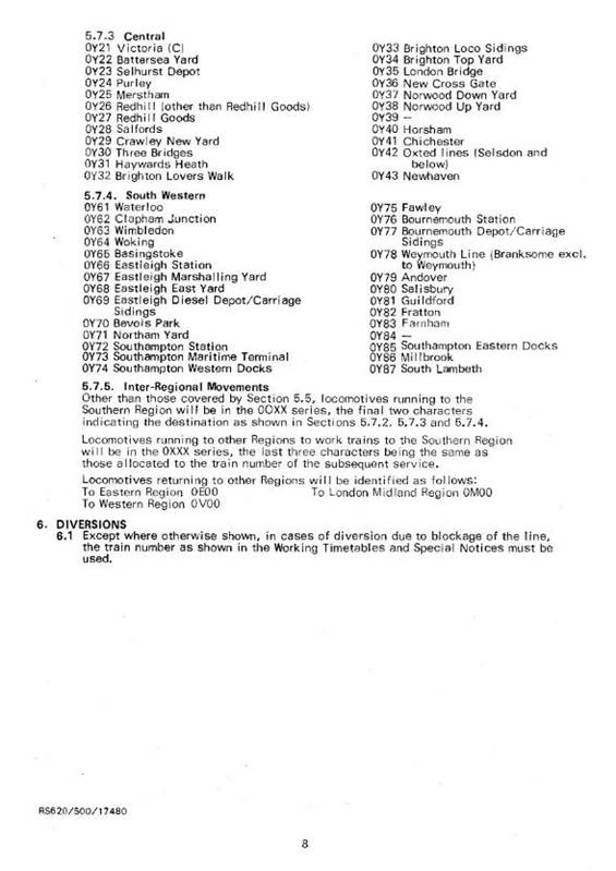 SR 4 Character Train Numbering System 1978 & 1980
